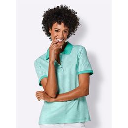 Damen Poloshirt "Lyocell-Baumwoll-Shirt", blau, Gr. 42, CREATION L PREMIUM, gemustert, mehrfarbig, 67% Lyocell, 28% Baumwolle, 5% Elasthan, Shirts