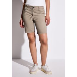 Street One Damen Shorts, beige, Gr. 44, unifarben, Web, 97% Baumwolle, 3% Elasthan, Hosen, 4-Pocket Style
