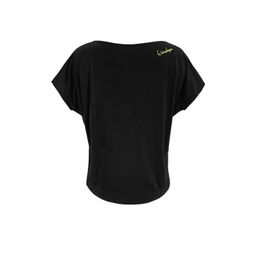 WINSHAPE Damen Oversize-Shirt "MCT002 ultra leicht", schwarz, Gr. M, 50% Modal, 50% Baumwolle, Shirts, mit Neon gelbem Glitzer-Aufdruck