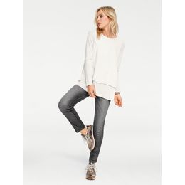 Damen Rundhalsshirt "Rundhals-Shirt", beige, Gr. 44, Linea Tesini BY HEINE, unifarben, 100% Polyester, Innenseite:5% Elasthan, 95% Viskose, Shirts