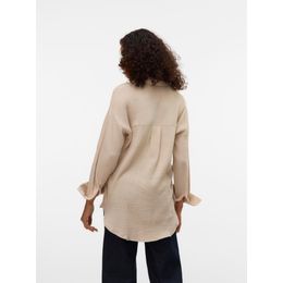 V&eacute;ro Moda VERO MODA Damen Hemdbluse "VMNATALI", beige, Gr. S, unifarben, Web, Obermaterial: 100% Baumwolle, Blusen
