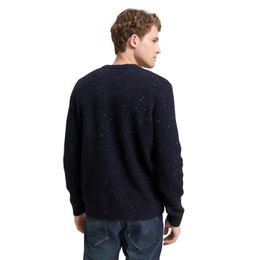 Tom Tailor Herren Rundhalspullovernavy melange multi neps, Gr. S, meliert, Strick, Obermaterial: 60% Baumwolle, 40% Polyacryl, Pullover, mit Logo
