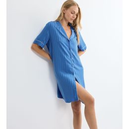 Triumph Damen Nachthemd "Amourette Jacquard NDW SSL", Gr. 36, blau, Web, Obermaterial: 100% Viskose, Kleider, elegant und weich