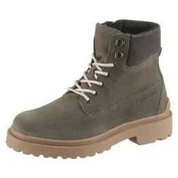 Tommy Hilfiger Schn&uuml;rboots TOMMY JEANS "TJM LACE UP BOOT SUEDE", Herren, Gr. 46, olivgr&uuml;n, Veloursleder, used, Schuhe Schn&uuml;rboots, Blockabsatz, Outdoorboots, mit &Ouml;sen, im Bergsteigerlook
