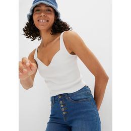 bonprix Damen Schlagjeans, blau, Gr. 42, Obermaterial: 82% Baumwolle, 17% Polyester, 1% Elasthan, Jeans, Regular Fit, mit Elasthan-Anteil, mit