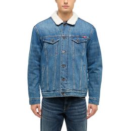 Mustang Herren Outdoorjacke "Herren Style Dallas Shearling Jacket", blau, Gr. S, unifarben, 100% Baumwolle, Jacken