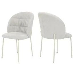 4-Fu&szlig;stuhl Tom Tailor HOME "LEAF CHAIR", wei&szlig; (sunny sand, off, wei&szlig;, off, wei&szlig;, dwi 80 sunny sand), B:51cm H:83cm T:59cm, Metall, Stoff, St&uuml;hle, 4-Fu&szlig;gestell, Raffung in der R&uuml;ckenlehne