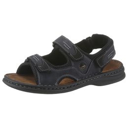 Josef Seibel Herren Sandale "FRANKLYN", Gr. 45, blau, Nubukleder, Textil, Schuhe, Sommerschuh, Klettschuh, Freizeitsandale, mit Kontrastn&auml;hten