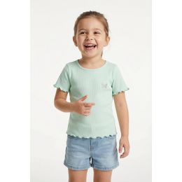 Blue Seven M&auml;dchen T-Shirthl t&uuml;rkis, Gr. 98, unifarben, Feinripp, Obermaterial: 95% Baumwolle, 5% Elasthan, Shirts
