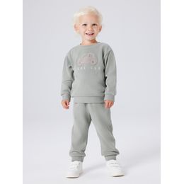 name it Jungen Sweatshirt "NMMOBEAR NREG SWEAT UNB"shadow, Gr. 110, bestickt, unifarben, Sweatware, Obermaterial: 51% Baumwolle, 35% Polyester, 14%