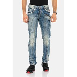 Cipo & Baxx CIPO & BAXX Herren 5-Pocket-Jeans "Jeans", blau, Gr. 31, unifarben, 100% Baumwolle, Jeans, in Straight Fit, C-1150