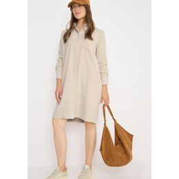 Cecil Damen Blusenkleidoat milk beige, Gr. M, unifarben, Cord, 90% Polyester, 10% Nylon, Kleider, mit Knopfleiste
