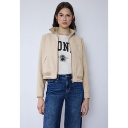 Damen Cargojackebuffed beige, Gr. 42, STREET ONE STUDIO, unifarben, Stoff, 90% Polyester, 10% Wolle, Jacken, mit College-Style Details