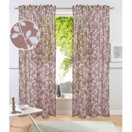 Gardine OTTO HOME, B:140cm H:145cm, braun, Polyester, Gardinen, "Issoire", Wohnzimmer, Schlafzimmer, Esszimmer, gemustert und halbtransparent