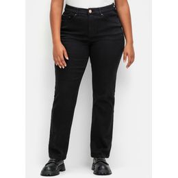 sheego Damen Bequeme Jeans, schwarz, Gr. 29, unifarben, 66% Baumwolle, 23% Polyester, 10% Viskose, 1% Elasthan, Jeans