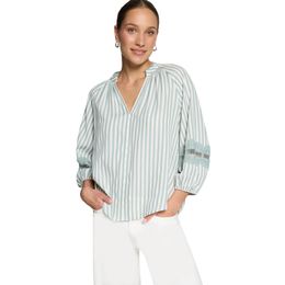 Schlupfbluse Zero "Damen mit Streifen", Damen, Gr. 34, cream, blau, Obermaterial: 49% Viskose, 27% Polyester, 24% Baumwolle, figurbetont normal, Blusen Schlupfbluse
