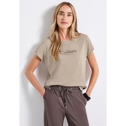 Street One Damen T-Shirt, beige, Gr. 36, bedruckt, Web, 50% Baumwolle, 50% Modal, Shirts, im soften Baumwoll-Mix