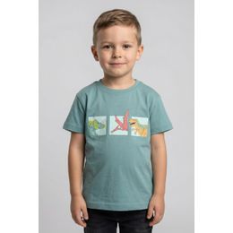 T-Shirt Blue Seven, Jungen, Gr. 98, gr&uuml;n (multipack 1), Single Jersey, Obermaterial: 100% Baumwolle, bedruckt, unifarben, Basic normal, Rundhals, Shirts T-Shirt, Basic-Schnitt, ohne Verschluss, bedruckte und unifarbene Optik