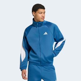 Herren Trainingsjacke "STADIUM"dusky petrol, wei&szlig;, ray blau, Gr. S, adidas Sportswear, Obermaterial: 67% Polyester, 33% Baumwolle, Jacken, aus