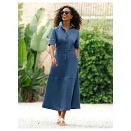 Jeanskleid Heine "Kleid", Damen, Gr. 42, Normalgr&ouml;&szlig;en, blau, stone, washed, Denim/Jeans, 81% Baumwolle, 17% Polyester, 2% Elasthan, unifarben, lang, Kleider