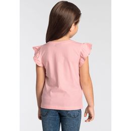 Kidsworld M&auml;dchen T-Shirt "mit Einhorn-Druck", rosa, Gr. 92, bedruckt, Single Jersey, Obermaterial: 100% Baumwolle, Shirts, Kurzarm, basic