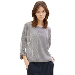 Damen 3/4-Arm-Shirt, blau, Gr. XS, Tom Tailor Denim, gestreift, Single Jersey, Obermaterial: 58% Viskose, 38% Polyester, 4% Elasthan, Shirts, in