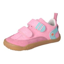 Barfu&szlig;schuh QNUFFS "Ahorn", Jungen, Gr. 24, rosa (fleur, frozen), Lederimitat, kontrastfarbene Details, Schuhe Barfu&szlig;schuh, Halbschuh, Klettschuh mit Nullsprenung