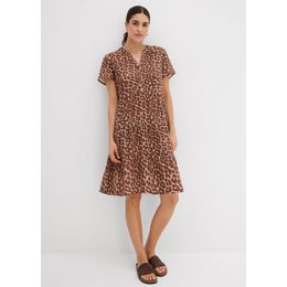 bonprix Kleid aus weichem Musselin, braun, Gr.42, weit geschnittenes Kleid aus reiner Baumwolle, 100% Baumwolle