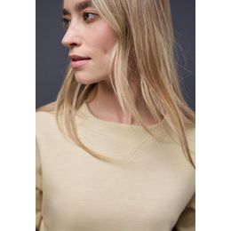 Street One Damen Langarmshirtsanded beige meliert, Gr. 44, unifarben, Stoff, 72% Polyester, 22% Viskose, 6% Elasthan, Shirts