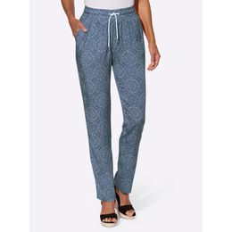 Inspirationen Damen Schlupfhose, blau, Gr. 42, ethno, gemustert, 100% Viskose, Hosen