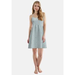 Tom Tailor Damen Nachthemd, Gr. 44blau, mittel, streifen, Single Jersey, Obermaterial: 95% Baumwolle, 5% Elasthan, Kleider, gestreift, mit Motiv,