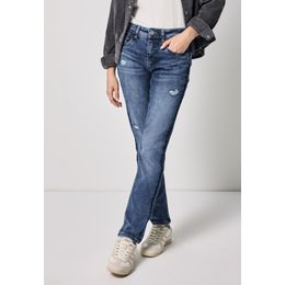 Damen Comfort-fit-Jeans, blau, Gr. 34, STREET ONE STUDIO, unifarben, Jeans, 82% Baumwolle, 16% Polyester, 2% Elasthan, Jeans, Middle Waist
