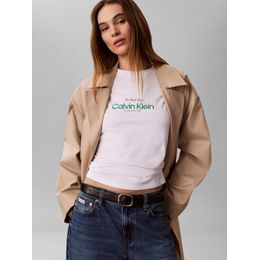 Damen T-Shirthellwei&szlig;, Gr. S, Calvin Klein Jeans, unifarben, Web, Obermaterial: 100% Baumwolle, Shirts, Regular fit, mit Logoschriftzug
