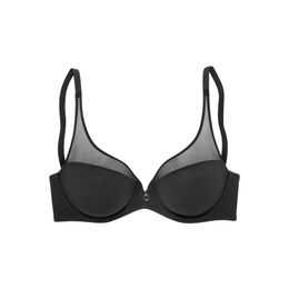 Lascana Damen B&uuml;gel-BH, Gr. 95, schwarz, Microtouch, Obermaterial: 48% Polyamid, 40% Polyester, 12% Elasthan, BHs, mit dezent transparentem Look