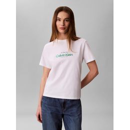 Damen T-Shirthellwei&szlig;, Gr. S, Calvin Klein Jeans, unifarben, Web, Obermaterial: 100% Baumwolle, Shirts, Regular fit, mit Logoschriftzug