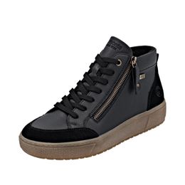 Remonte Damen Plateausneaker, Gr. 39, schwarz, Leder, Lederimitat, Veloursleder, unifarben, Basic, Schuhe, Schn&uuml;rboots, Stiefelette mit