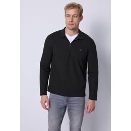 Street One MEN Herren Poloshirt, schwarz, Gr. S, unifarben, Web, 50% Baumwolle, 48% Polyester, 2% Elasthan, Shirts, mit Seitlichen Einschlitzen am