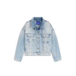 Hugo Damen Jeansjacke "Lou"turquoise, aqua 445, Gr. S, unifarben, Denim/Jeans, Obermaterial: 100% Baumwolle, Jacken, Boxy, leicht oversized