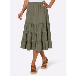 Classic Basics Damen Stufenrock, gr&uuml;n, Gr. 50, unifarben, 100% Polyester, R&ouml;cke
