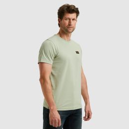 PME-Legend T-Shirt PME LEGEND, Herren, Gr. L, desert sage, Jersey, Obermaterial: 95% Baumwolle, 5% Elasthan, unifarben, normal normal, Rundhals, gerader Abschluss, Shirts T-Shirt, mit Logobadge