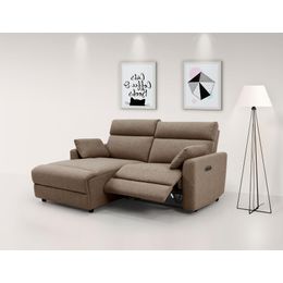 Ecksofa Inosign "JENNA L-Form, 209cm - OTTO. Verl&auml;ssliche Qualit&auml;t.", grau (taupe), B:209cm H:100,5cm T:163cm, Webstoff 100% Polyester, Sofas, Ecksofa, manuelle o. elektrische Relaxfunktion, USB A/C, Struktur fein.