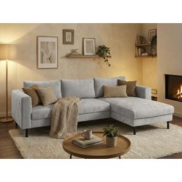 Ecksofa Trendmanufaktur "Amazing II, wahlw. mit Schlaffunktion & Bettkasten, Fu&szlig; schwarz", opal grau, B:232cm H:81cm T:161cm, Sofas, Ecksofa, Recamiere beidseitig montierbar, L-Form,in Cord o. Struktur, B: 232 cm