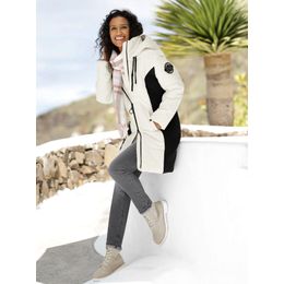 Heine Damen Langjacke, beige, Gr. 42, unifarben, 100% Polyester, Besatz:95% Polyester, 5% Elasthan, Wattierung:100% Polyester, Jacken
