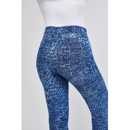 WONDERJEANS Damen 7/8-Jeans, blau, Gr. 42, gemustert, Denim/Jeans, Obermaterial: 98% Baumwolle, 2% Elasthan, Jeans, Figurschmeichelnder WonderStretch