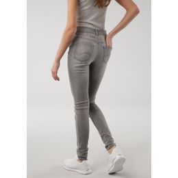 Kangaroos Damen 5-Pocket-Jeans "SUPER SKINNY HIGH RISE", grau, Basic, Gr. 44, Abriebeffekte, Denim/Jeans, Obermaterial: 67% Baumwolle, 21% Polyester,
