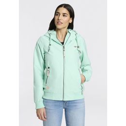 Ragwear Damen Outdoorjacke "NUGGIE O", gr&uuml;n, Gr. M, kontrastfarbene Details, unifarben, Web, Obermaterial: 100% Polyester, Jacken, h&uuml;ftlanger