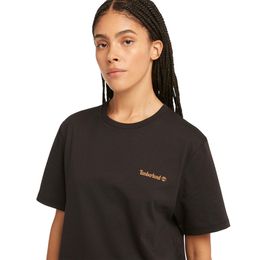 Timberland Damen T-Shirt "Small Linear Logo Print Tee", schwarz, Gr. L, unifarben, Jersey, Obermaterial: 100% Baumwolle, Shirts, mit