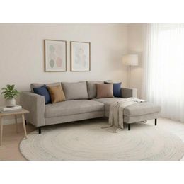 Ecksofa Trendmanufaktur "Amazing II, wahlw. mit Schlaffunktion & Bettkasten, Fu&szlig; schwarz", grau, B:232cm H:81cm T:161cm, Sofas, Ecksofa, Recamiere beidseitig montierbar, L-Form,in Cord o. Struktur, B: 232 cm