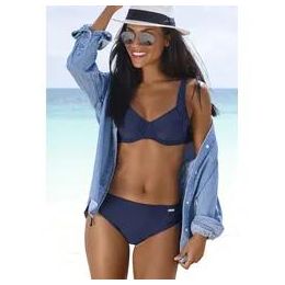 B&uuml;gel-Bikini Lascana, Damen, Gr. 42, Cup G, blau (marine), Polyamid, unifarben, Bikini-Sets B&uuml;gel-Bikini, mit seitlich geraffter Bikinihose, Topseller