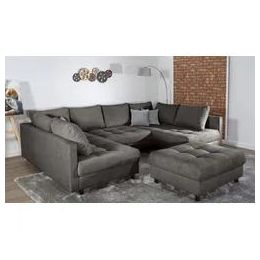 Wohnlandschaft Collection AB "Toni U-Form, B: 298 cm", grau (anthrazit), B:298cm H:44cm T:184cm, 100%Polyester, Sofas, Wohnlandschaft, Set: Sofa & Hocker, 3 Zierkissen, Federkern, Topseller
